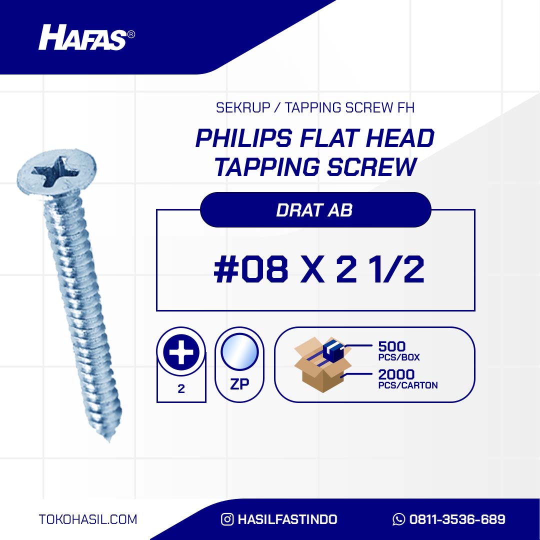 Tapping Screw FH+ UCP White #08 X 2 1/2 - Hafas
