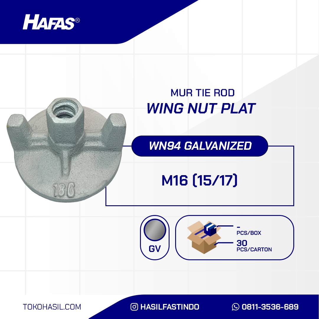MUR TIE ROD (15/17) M16 / WING NUT PLAT WN94 - Hafas