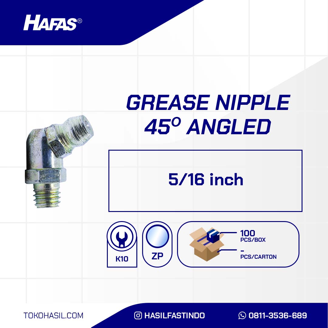 GREASE NIPPLE 5/16 X 45 DEGREE - Mur Baut Toko Hasil