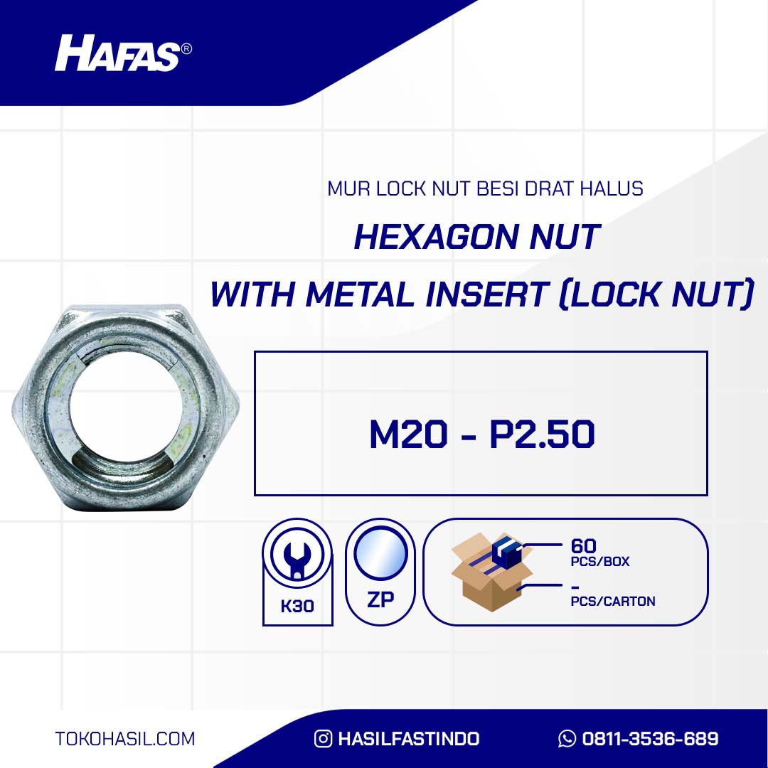 MUR LOCK NUT IRON UCP WHITE M20 P2.50 - Hafas
