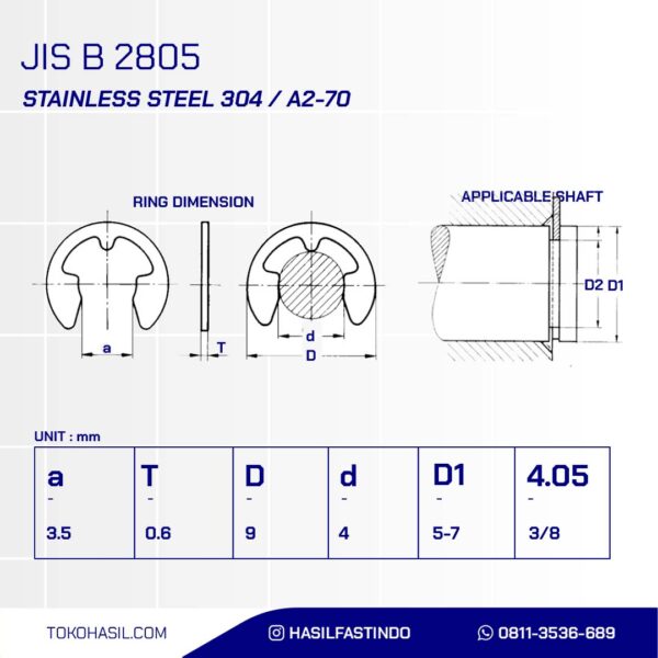 SNAP RING TYPE [E] SUS 304 M04 - Hafas