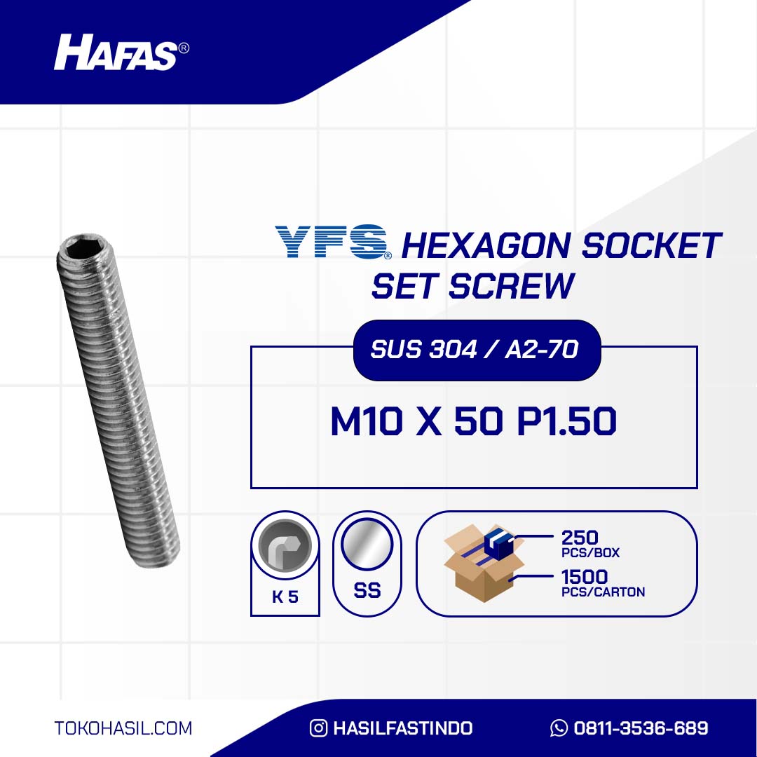 BOLT L PLANT STAINLESS STEEL SUS 304 M10 X 50 P1.50 - Hafas