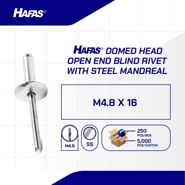 RIVET PIN AS/LF ALUMINUM M4.8 x 16mm - Hafas